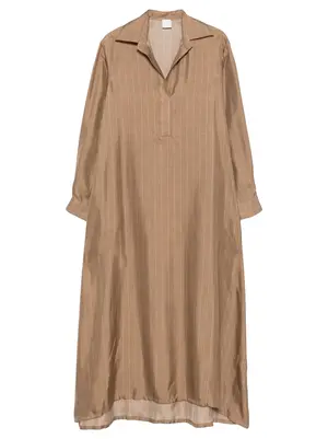 Eleventy Pinstriped Maxi Dress - Brown