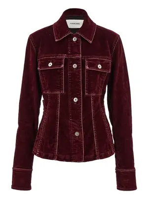 FERRAGAMO Flocked Cotton Trucker Jacket - Burgundy