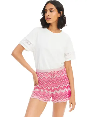 Allison Chevron Knit Shorts - Pink