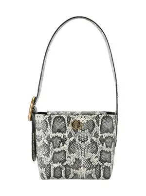Kurt Geiger Small Chelsea Snake Embossed Bucket Bag - Open White