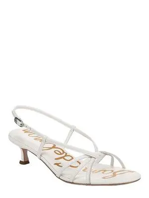 Sam Edelman Cressa Kitten Heel Slingback Sandals - Bright White