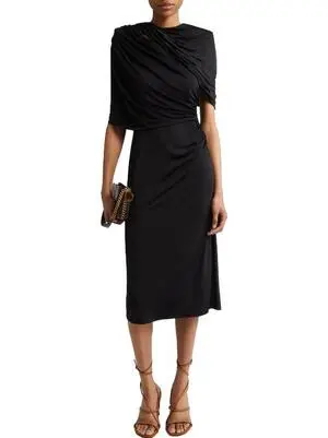 Stella McCartney Draped Cape Cutout Midi Dress - Black