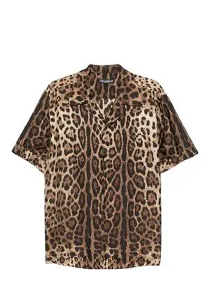Dolce & Gabbana Leopard-print Silk Shirt - Brown