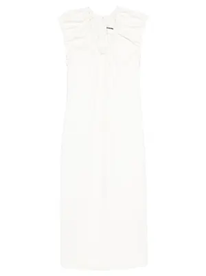 JIL SANDER Gathered Midi Dress - White