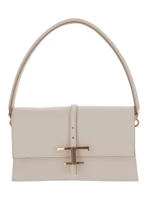 TOD'S Flap T Timeless Leather Mini Bag - White