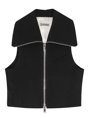 GANNI Zipped Vest - Black