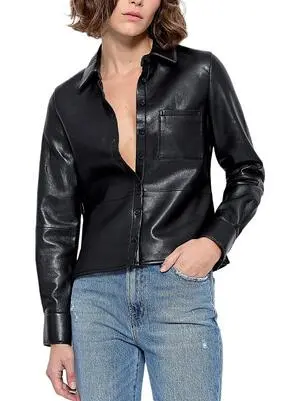 AS By DF La Nuit Recycled Leather Blouse - Black