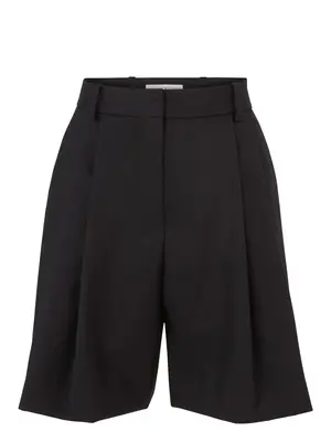 Nina Ricci Pleat-detail Wool Shorts - Black