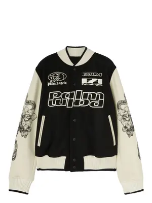 Palm Angels Snake-print Varsity Jacket - Black