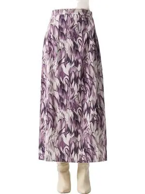 MIZALLE Ellipse Pattern Satin Skirt - Patterned