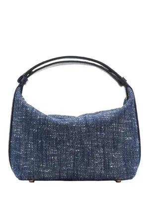 Bottega Veneta Mini Wallace Bouclé Shoulder Bag - Navy-whit/ Spa/ Spa-mb