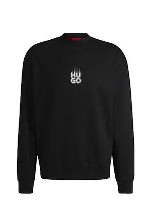 Hugo Branded-print Cotton-jersey Sweatshirt - Black