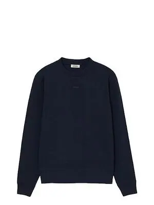 Sandro Tonal-logo Cotton-jersey Sweatshirt - Midnight Blue