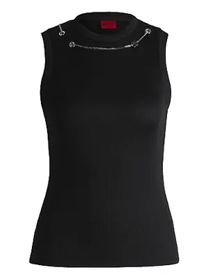 Hugo Round-neck Ribbed Stretch-jersey Vest - Black