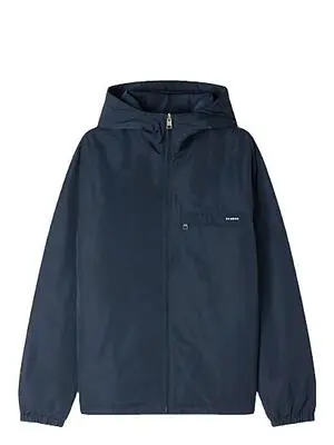 Sandro Logo-print Hooded Nylon Windbreaker - Navy Blue