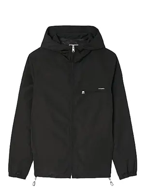 Sandro Sandro Logo-print Hooded Nylon Windbreaker Jacket Noir / Gris