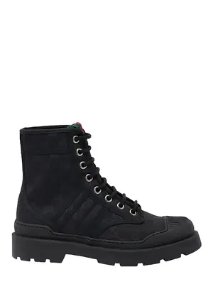 Gucci Web Monogram Canvas Boots - Black