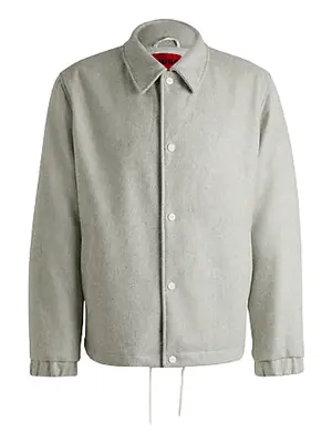 Hugo Branded Stand-collar Wool-blend Jacket - Natural