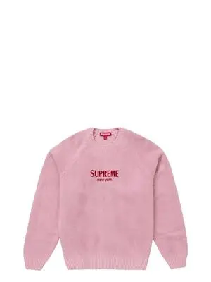 Supreme Flocked Logo Sweater - Pink