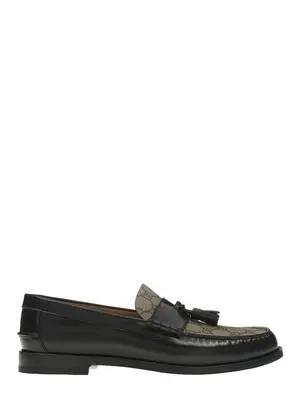 Gucci Gg Canvas Loafers With Tassel - Black/ebony