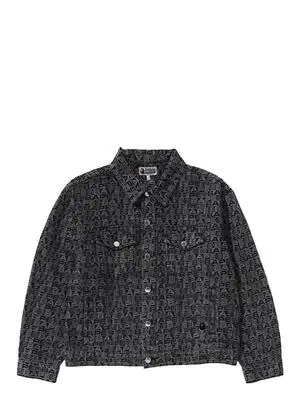 A BATHING APE Jacquard Denim Trucker Jacket - Black