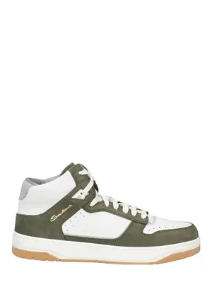 Santoni Military Leather High-top Sneakers - Green