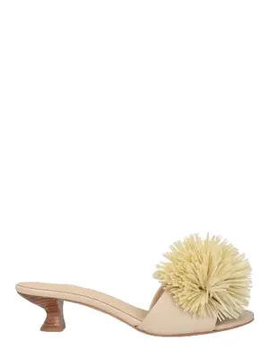 PALOMA BARCELO Leather Slide Sandals - Beige