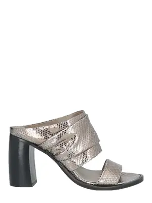 PREVENTI Leather Snakeskin Sandals - Silver