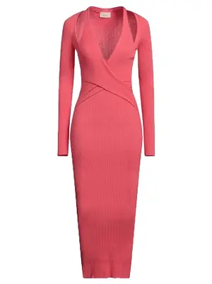 VICOLO Midi Bodycon Knit Dress - Red