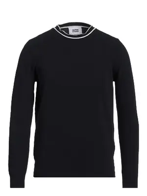 Alpha Studio Long Sleeve Two-tone Sweater - Blue