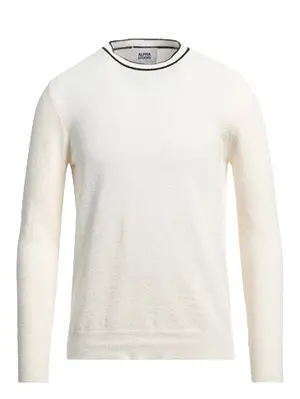 Alpha Studio Long Sleeve Two-Tone Sweater White