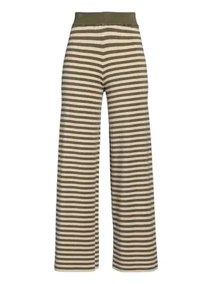 VICOLO Striped Straight-leg Trousers - Green