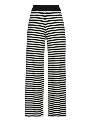 VICOLO Striped Straight-leg Trousers - White