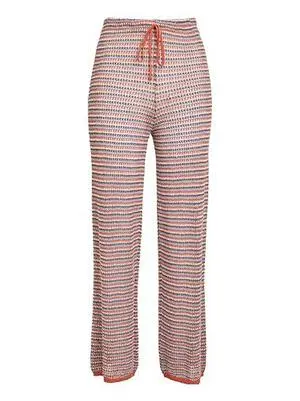 VICOLO Striped Knitted Pants Red