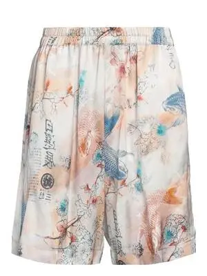LANEUS LANEUS Floral Print Viscose Bermuda Shorts Blush