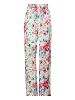 KAOS Wide-leg Floral-print Pants - White