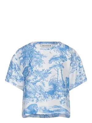 SHIRTAPORTER Floral-print Satin Top - Blue