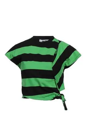 MSGM Striped Cotton Cropped T-shirt - Green
