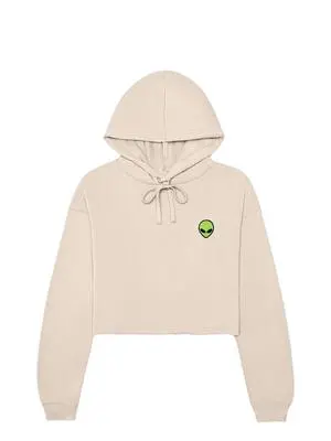 DALIX Alien Cropped Fleece Hoodie - Heather Dust