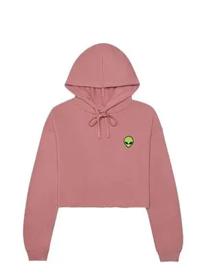 DALIX Alien Cropped Fleece Hoodie - Mauve