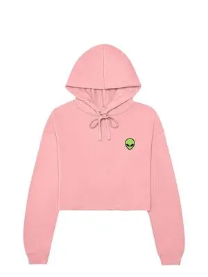 DALIX Alien Cropped Fleece Hoodie - Pink