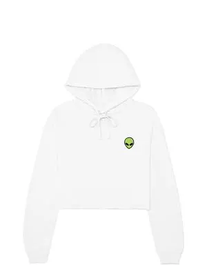 DALIX Alien Cropped Fleece Hoodie - White