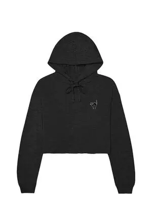 DALIX Dalix Black Cat Cropped Fleece Hoodie Dark Heather