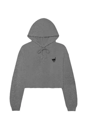 DALIX Dalix Black Cat Cropped Fleece Hoodie Deep Heather