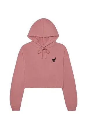 DALIX Dalix Black Cat Cropped Fleece Hoodie Mauve