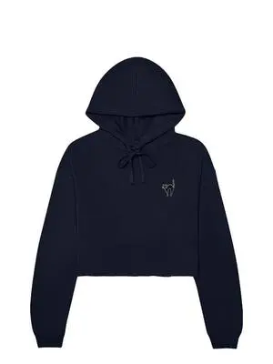 DALIX Dalix Black Cat Cropped Fleece Hoodie Navy Blue