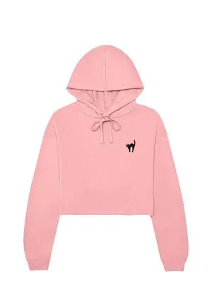 DALIX Dalix Black Cat Cropped Fleece Hoodie Pink