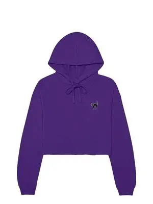 DALIX Dalix Black Cat Cropped Fleece Hoodie Team Purple