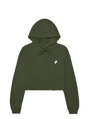 DALIX Heartly Ghost Cropped Hoodie - Military Green