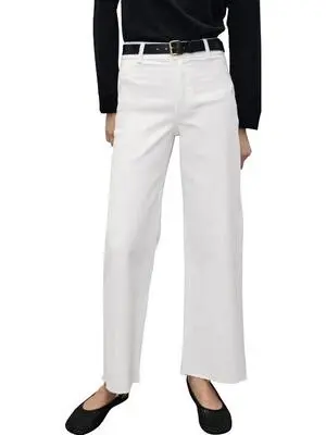 MANGO MANGO Raw Hem Wide Leg Culotte Jeans